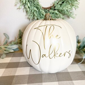 Personalized White Pumpkin: Gold Script Lettering, Fall Decor - Etsy