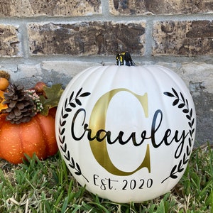 Personalized Pumpkin With Family Name Monogram for Fall Home Decor ...