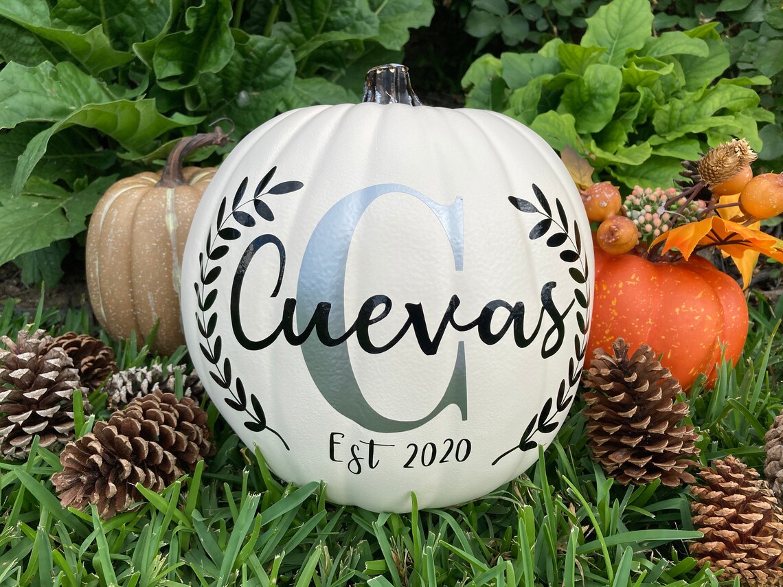 Personalized Pumpkin With Family Name Monogram Pumpkin Fall | Etsy