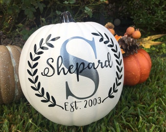 Personalized Custom Pumpkin Monogram With Family Name White - Etsy