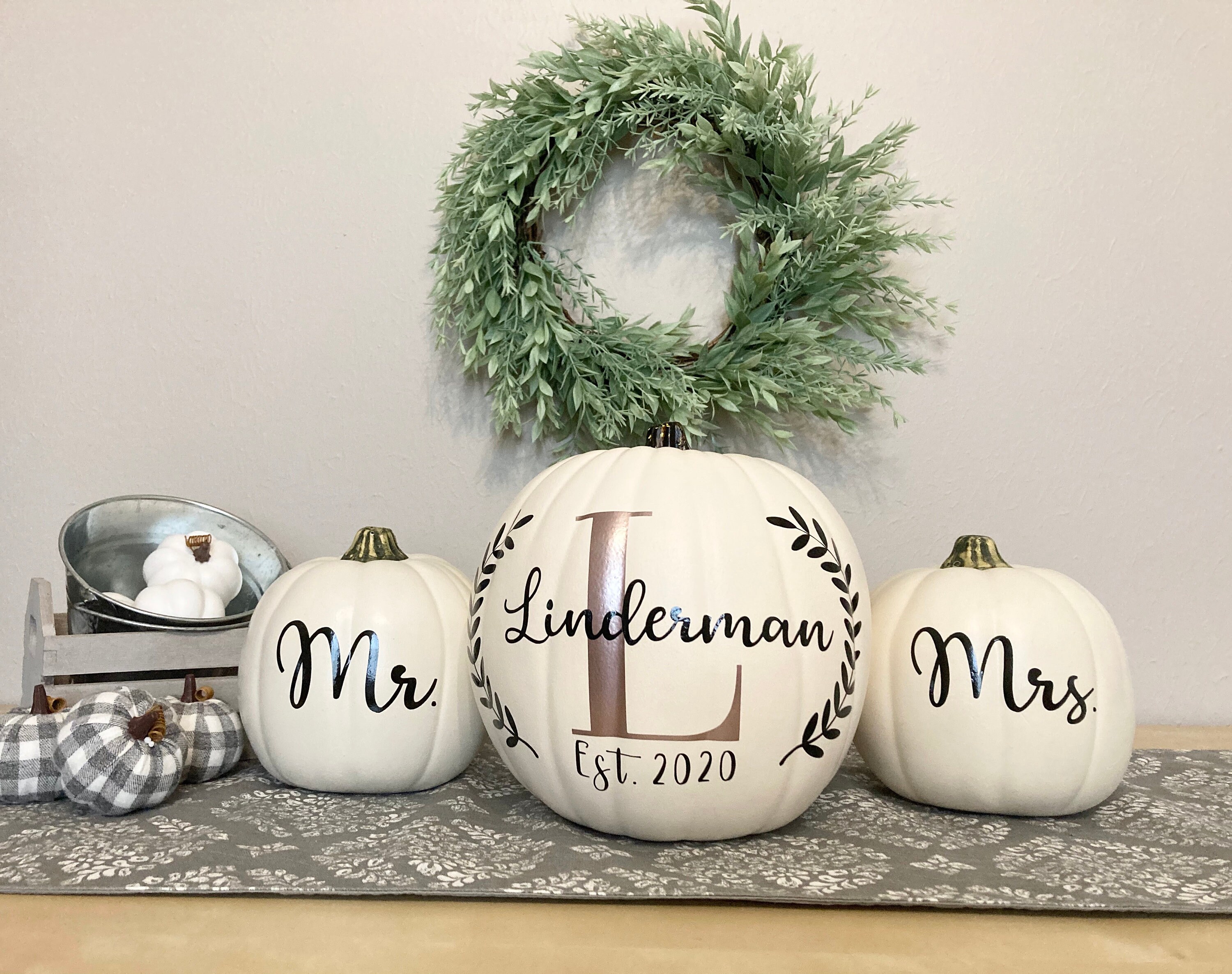 Autumn Wedding Decor Wedding Pumpkins Mr and Mrs - Etsy