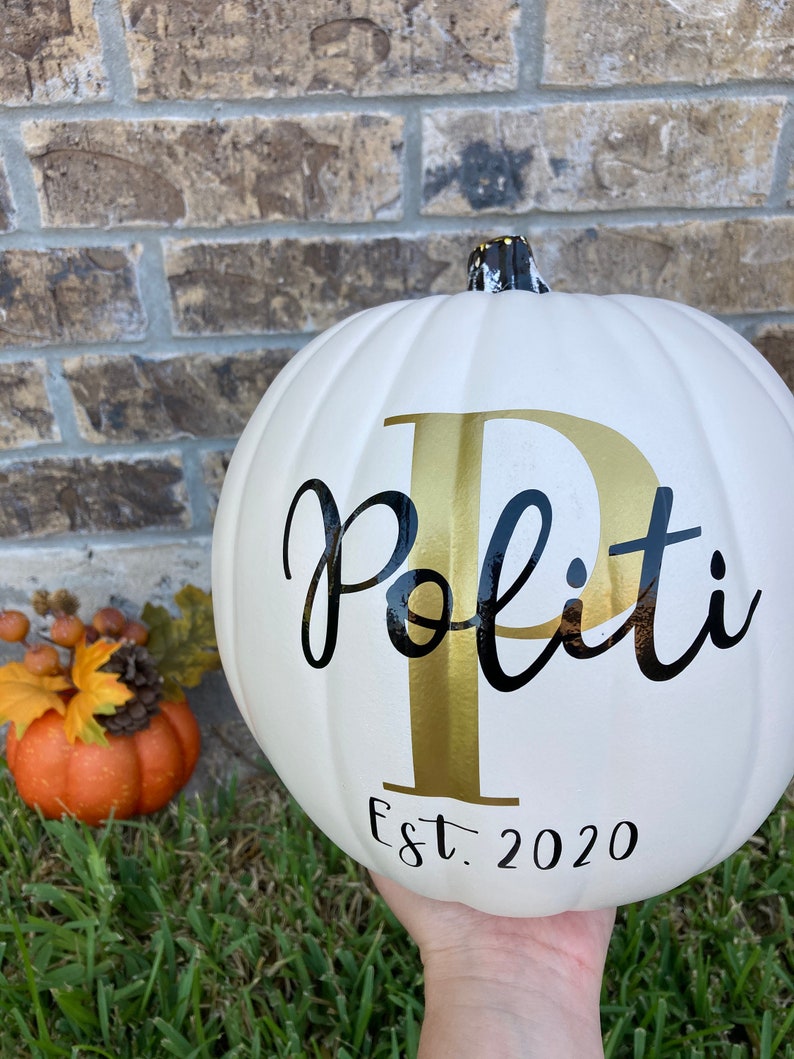 Fall Decor Personalized Monogram Pumpkin White Pumpkin Decor | Etsy