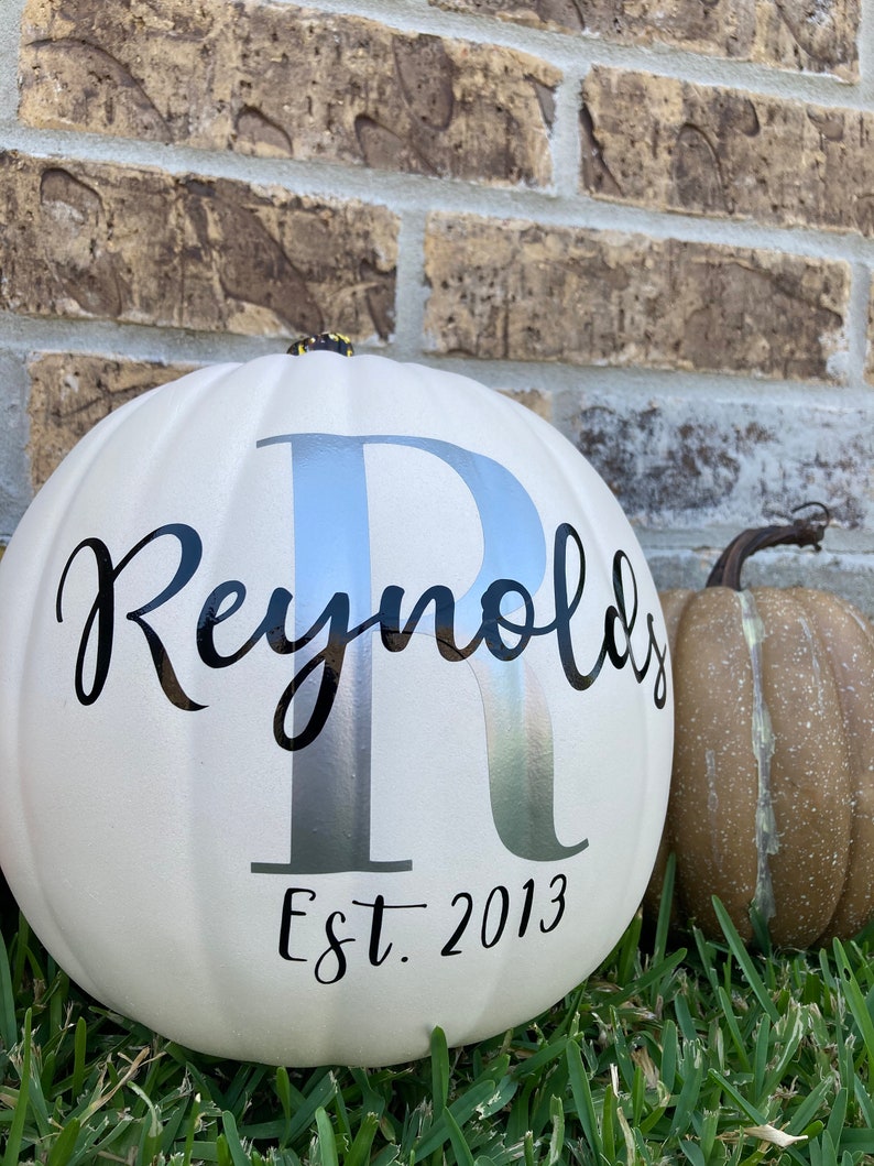 Fall Decor Personalized Monogram Pumpkin White Pumpkin Decor | Etsy