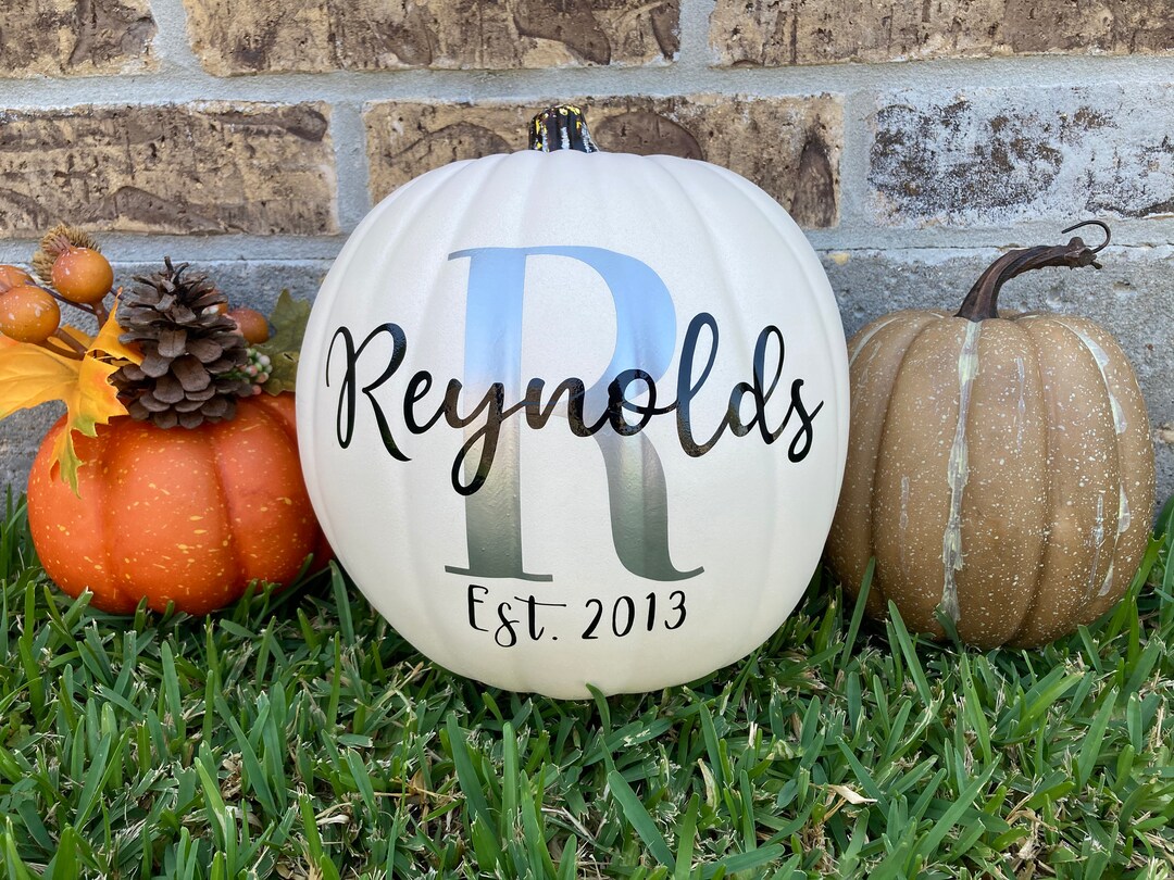 Fall Decor Personalized Monogram Pumpkin, White Pumpkin Decor, Home ...