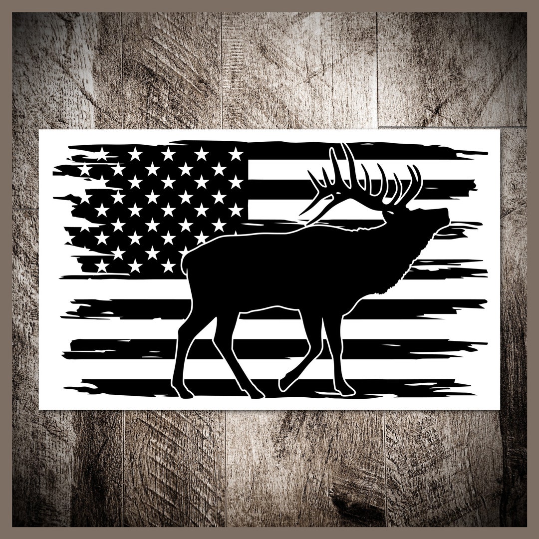 Elk American Flag Decal: Outdoor Vinyl Decal - Etsy
