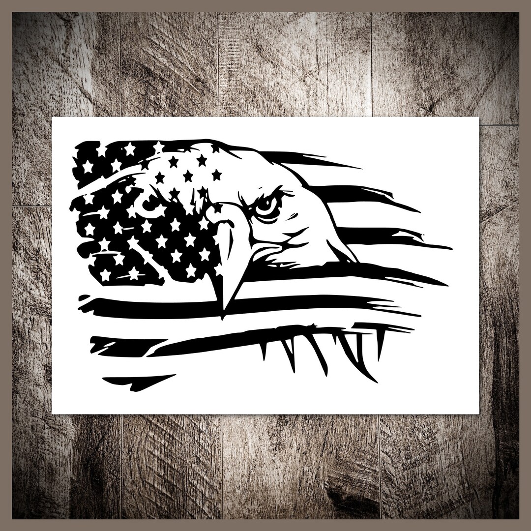 Eagle American Flag Decal - American Flag Decal - Car Decal - Window ...