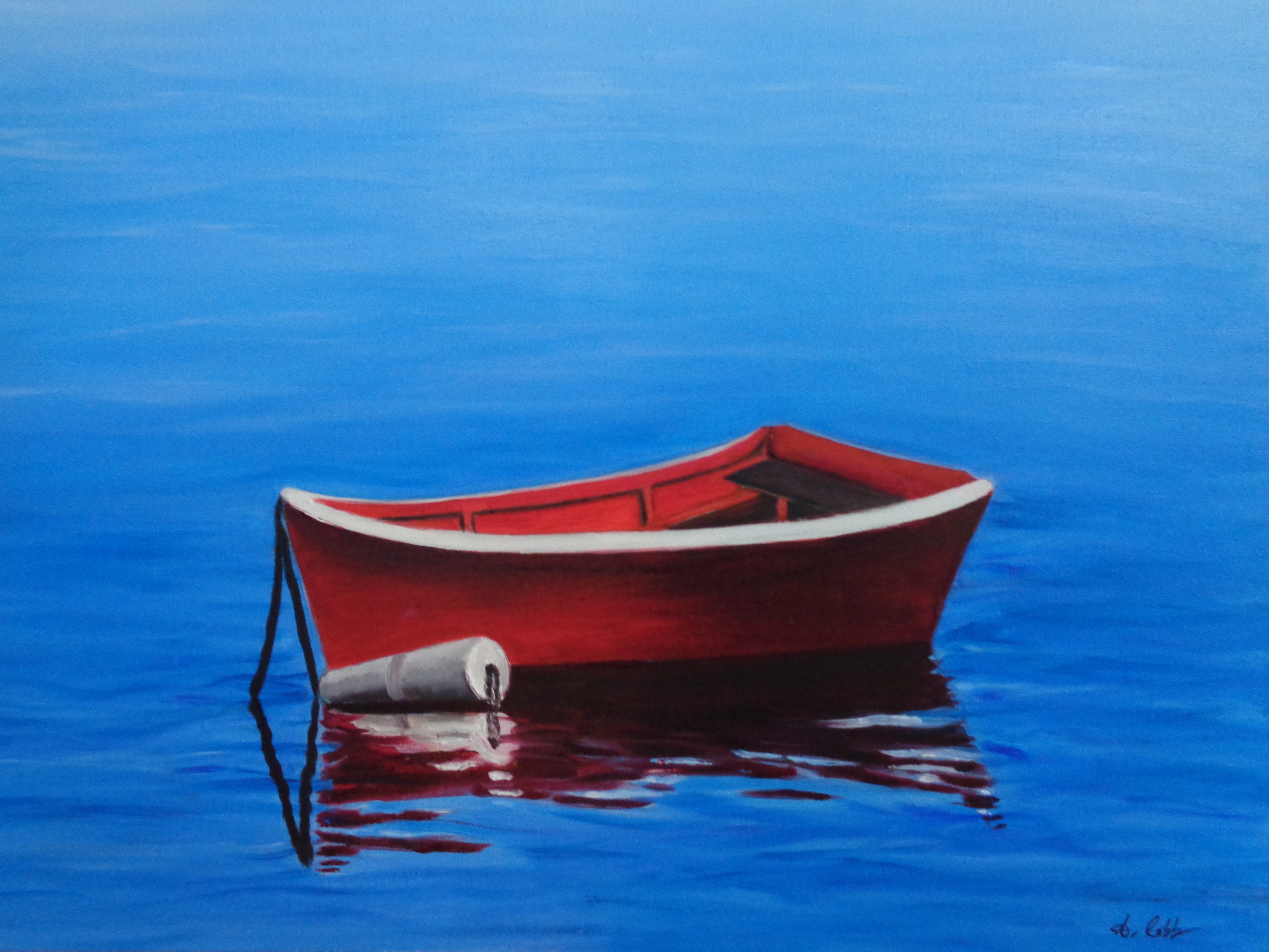 The Red Boat - Original Oil on Canvas - Etsy