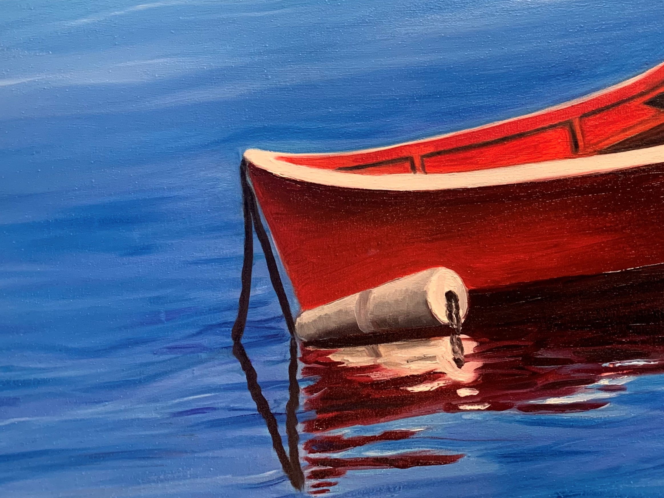 The Red Boat - Original Oil on Canvas - Etsy