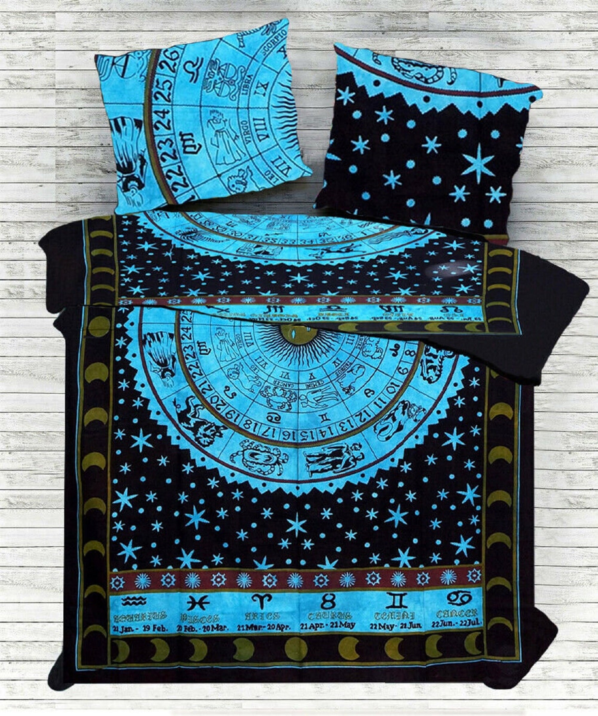 Zodiac Printed Bohemian Duvet Cover Set With Pillow Covers - Etsy