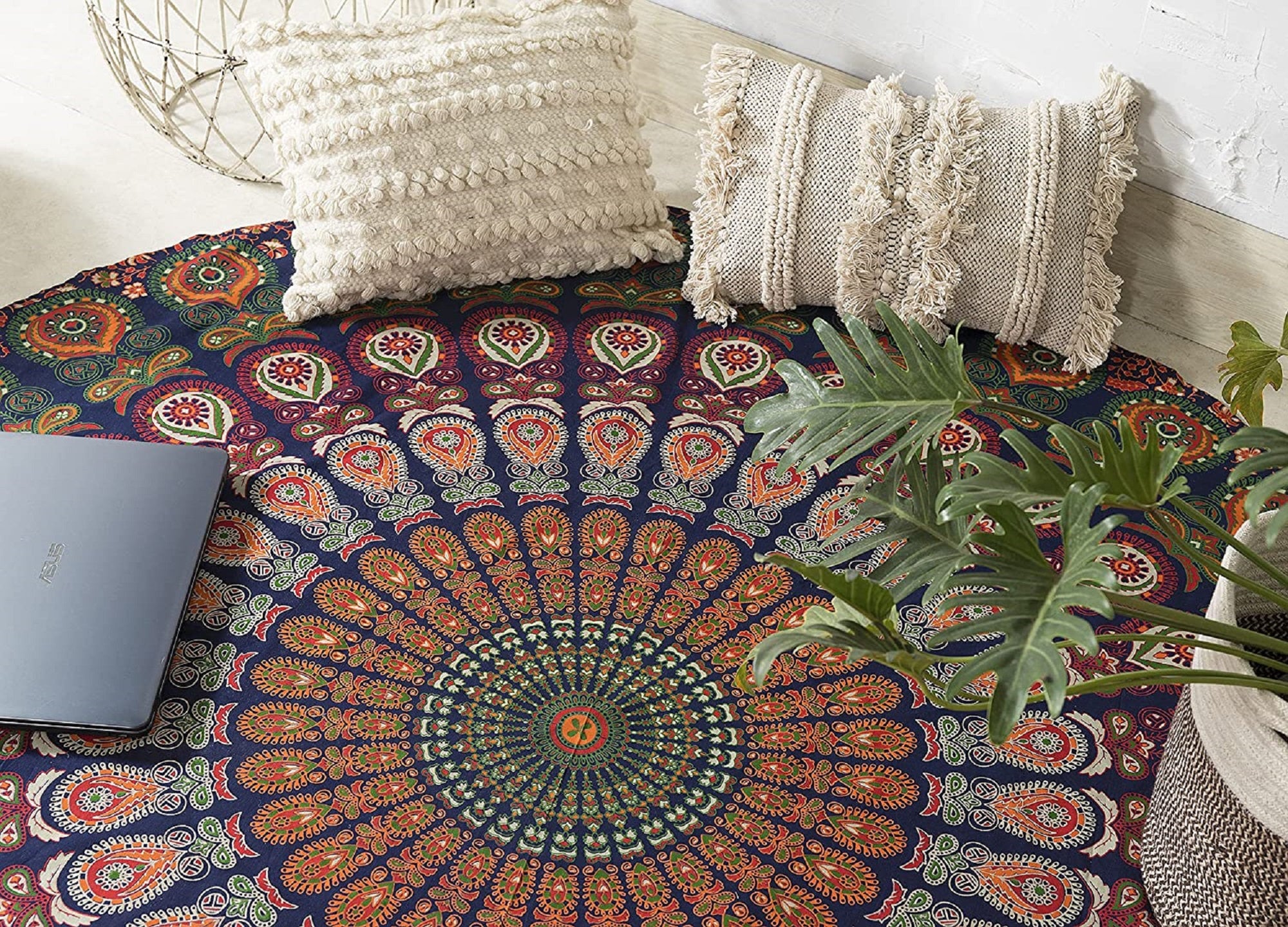 Peacock Mandala Round Hippie Beach Throw Fabric Indian - Etsy