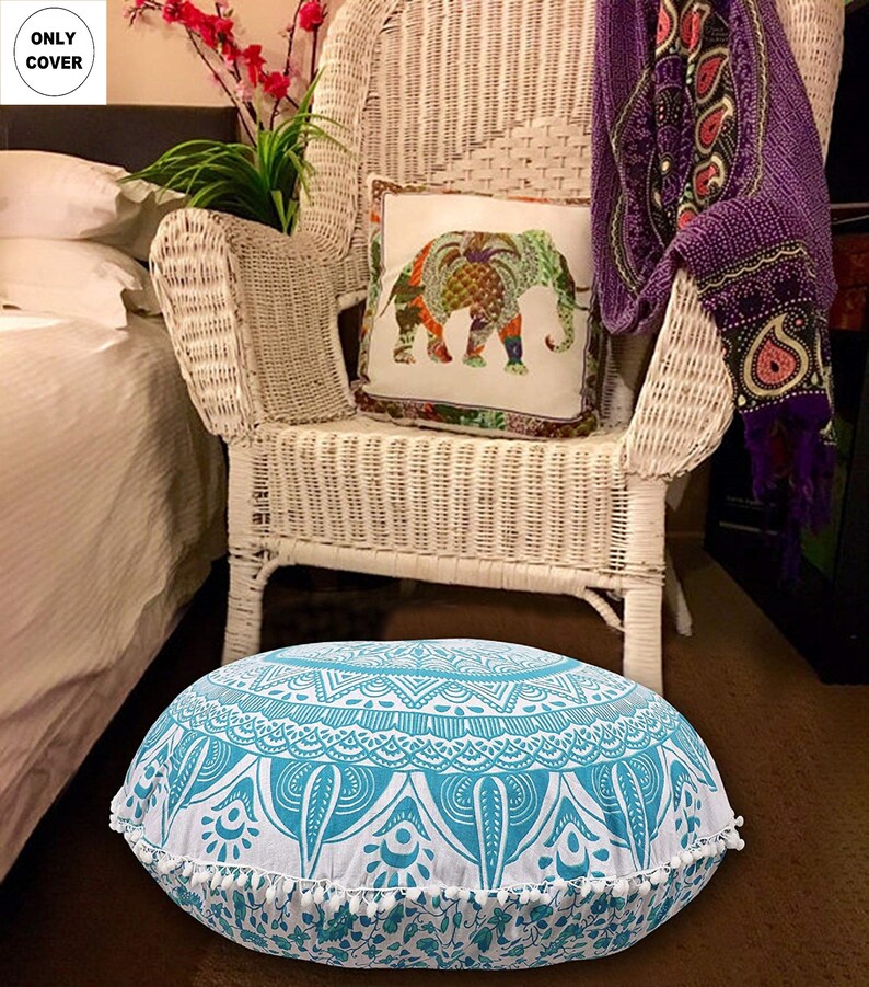 Hippie Boho Floor Pillow Pouf Cover Round Cushion Floor Decor - Etsy