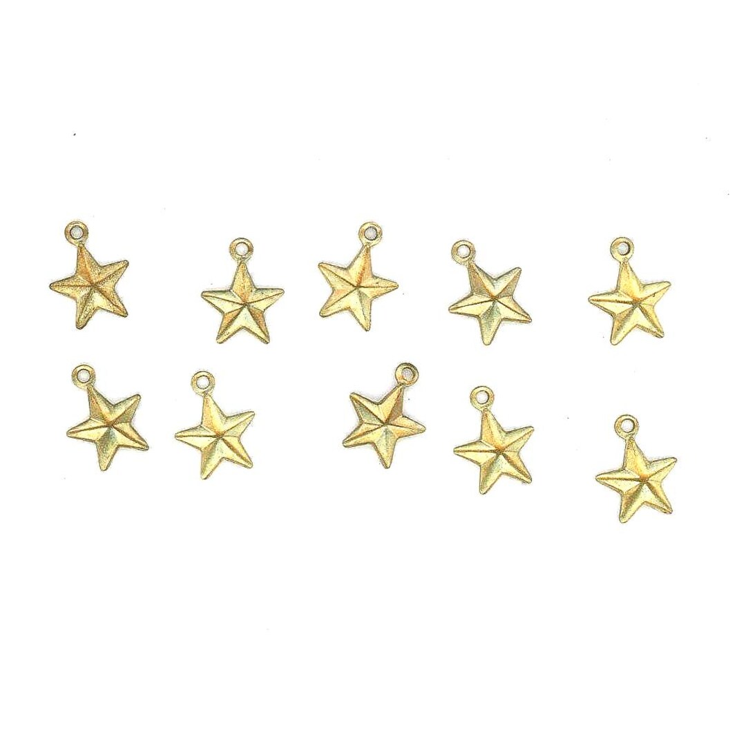 10 Mini Star Charms 3/8" Gold Colored Metal - Etsy
