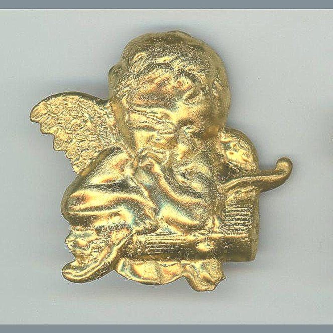 1 Metal Angel Cherubim Gold Color Holding a Bow and Arrows. the Back is ...