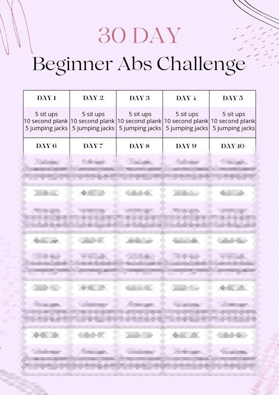 30 Day Ab Challenge Print Out