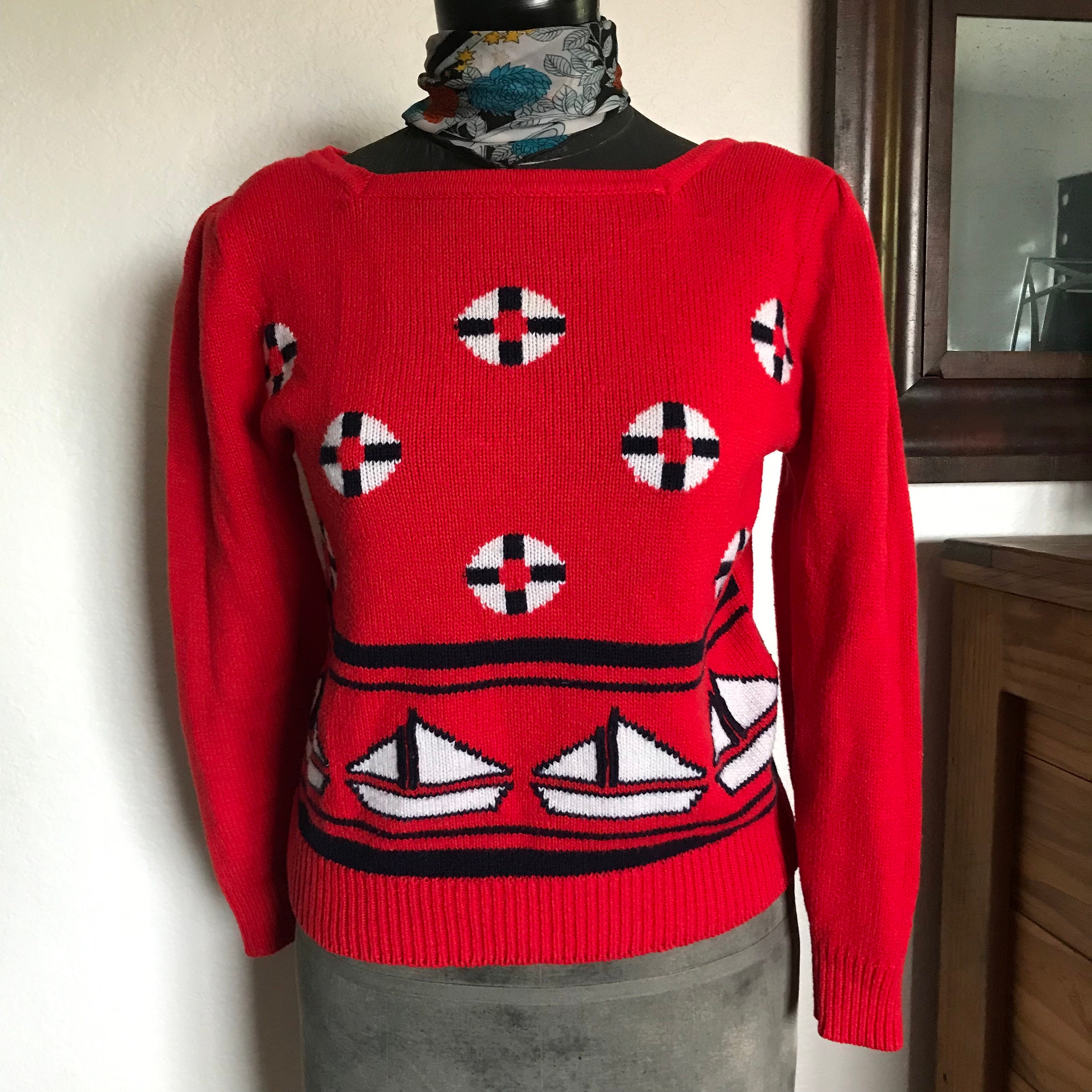 Cute Vintage Women's Nautical Sweater - Etsy