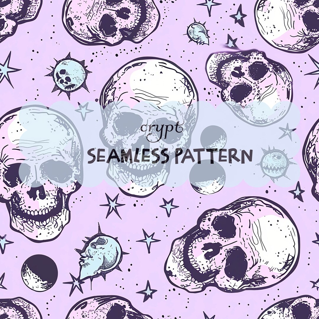 Pastel Goth Skull Seamless Pattern Repeating File for Sublimation ...