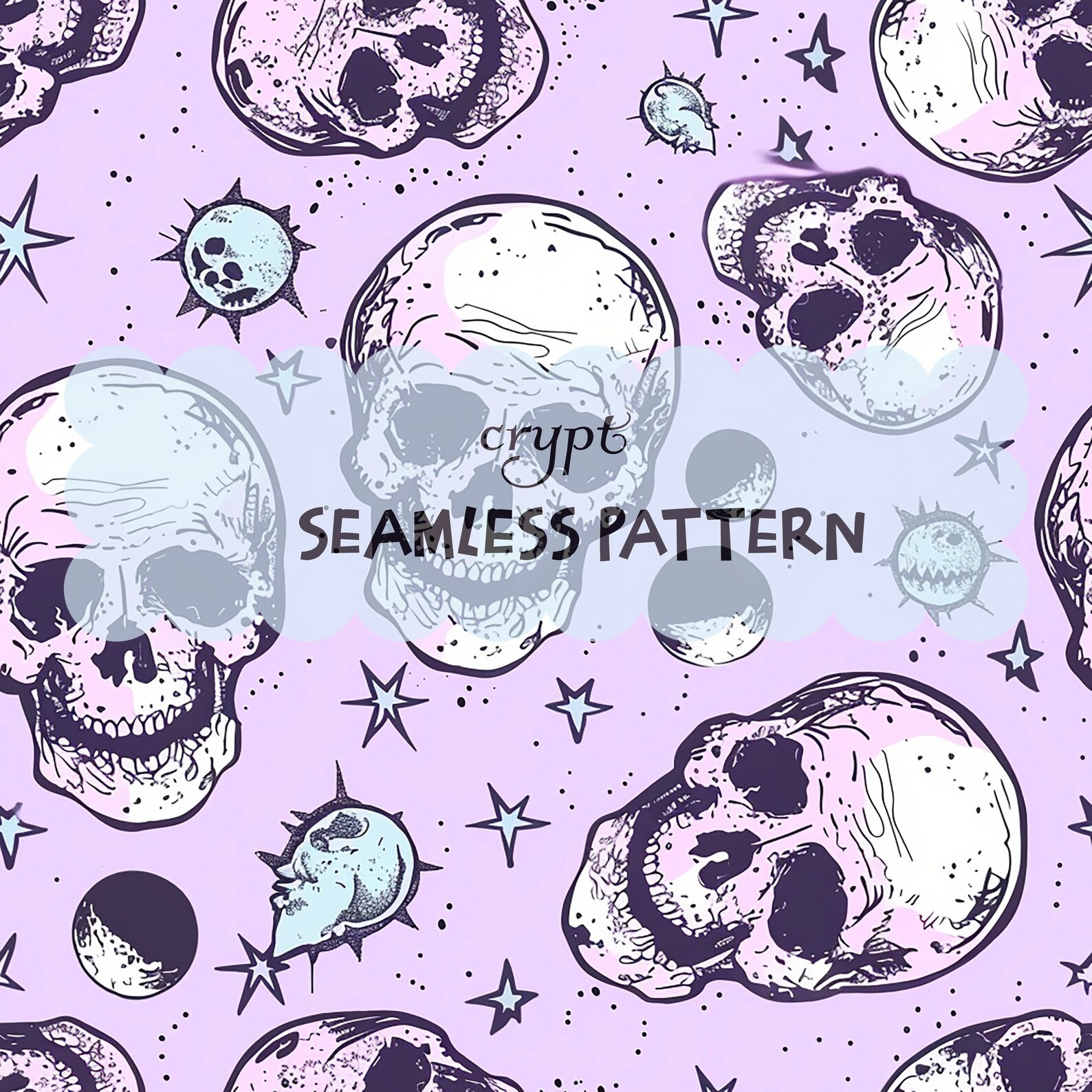 Pastel Goth Skull Seamless Pattern Repeating File for Sublimation ...
