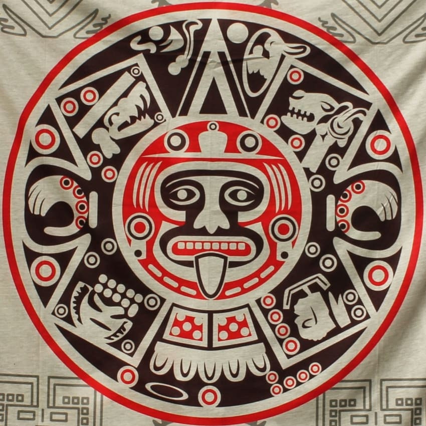 Aztec Solar Calendar Bohemian Psychedelic Ethnic Tapestry, Backdrop ...