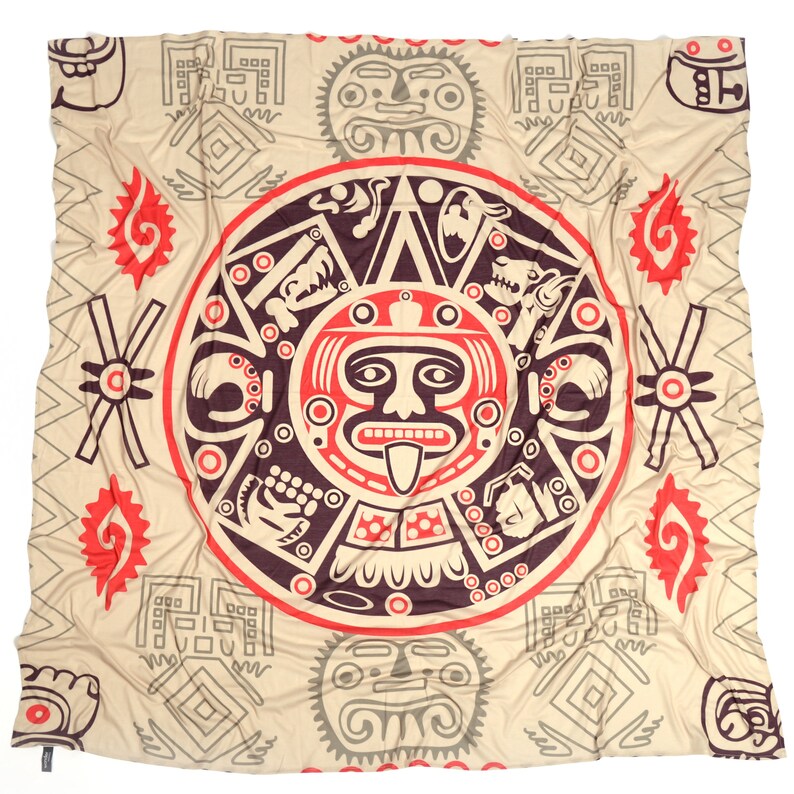 Aztec Solar Calendar Bohemian Psychedelic Ethnic Tapestry, Backdrop ...