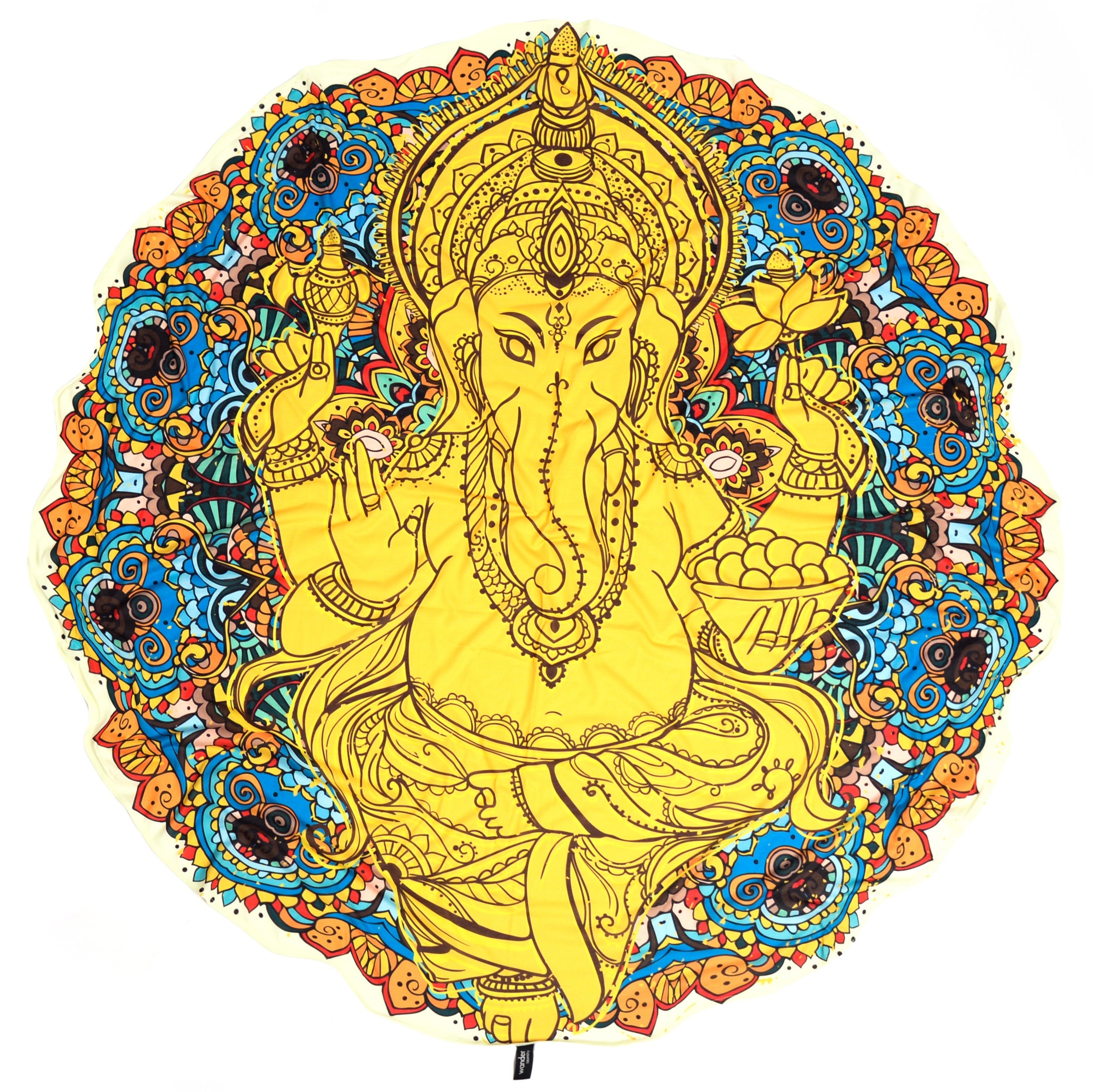 Yellow Ganesha Circle Bohemian Psychedelic Ethnic Tapestry, Backdrop ...