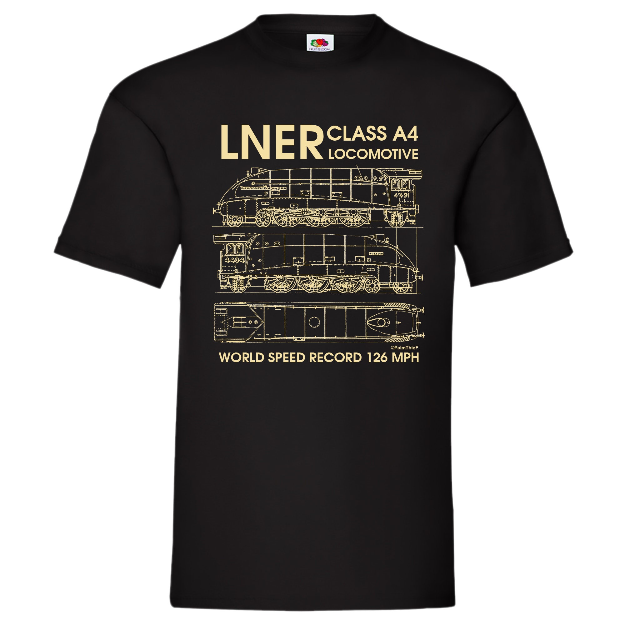 LNER Class A4 Locomotive Train T-shirt Blueprints Birthday Gift Size S ...