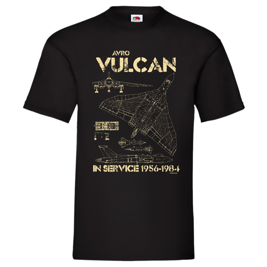 AVRO Vulcan RAF Strategic Bomber T-shirt Plane Aircraft Blueprint Size ...