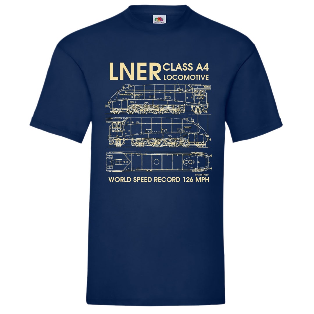 LNER Class A4 Locomotive Train T-shirt Blueprints Birthday Gift Size S ...