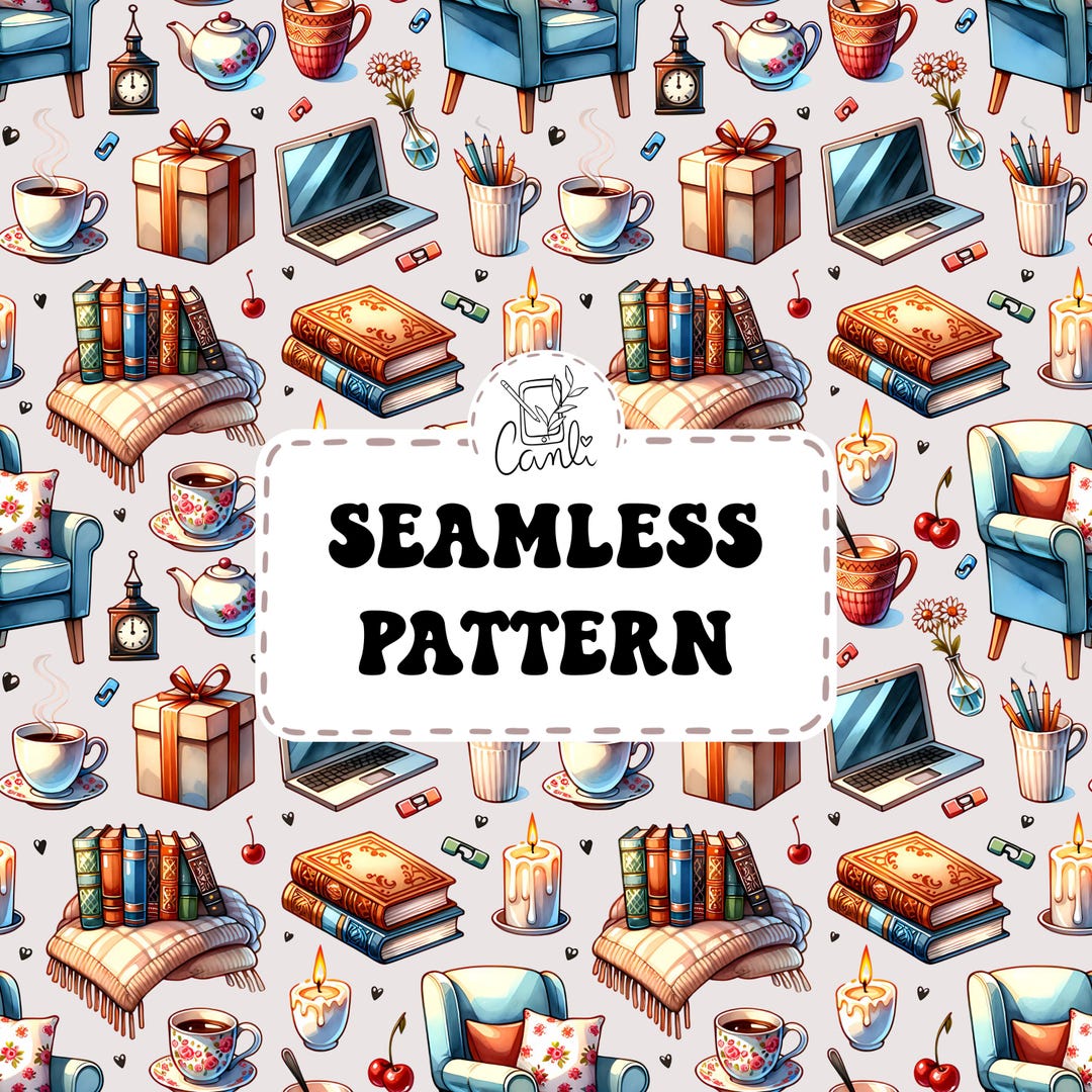 Cozy Reading Nook Seamless Pattern – Hygge Clipart Digital Paper ...