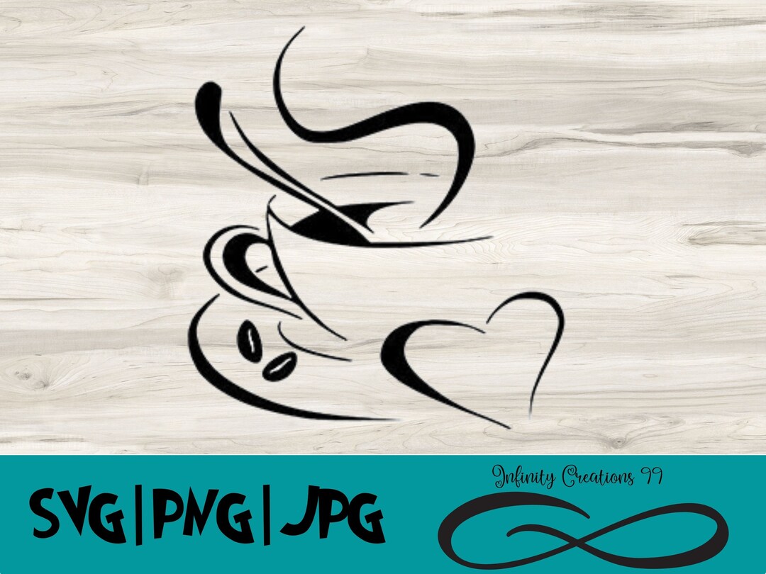 Coffee Heart - SVG, PNG, JPG - Cricut & Silhouette Cafe Digital File - Etsy