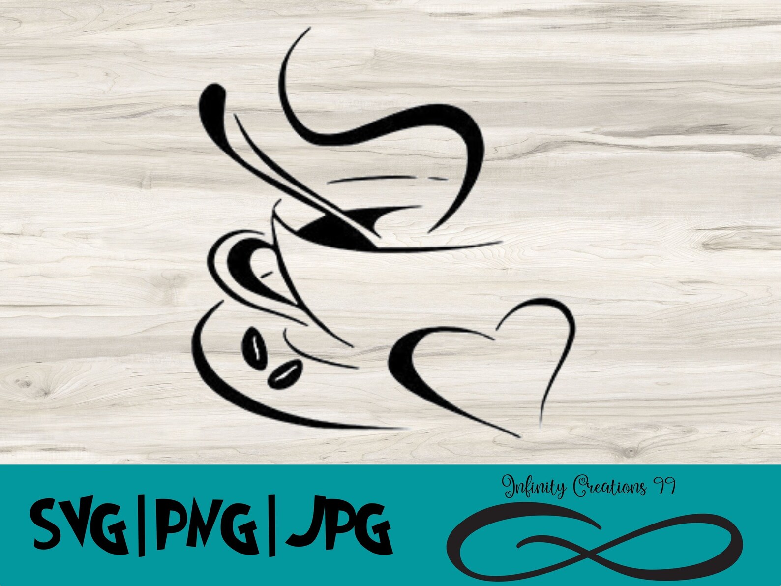 Coffee Heart - SVG, PNG, JPG - Cricut & Silhouette Cafe Digital File - Etsy