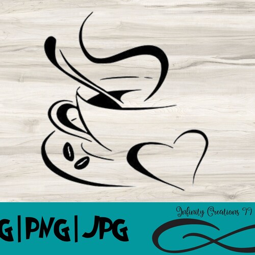 Coffee Heart SVG PNG JPG Cricut & Silhouette Cafe - Etsy