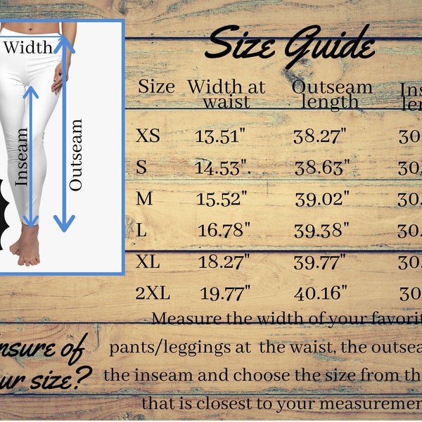 Leggings Size Chart - Etsy
