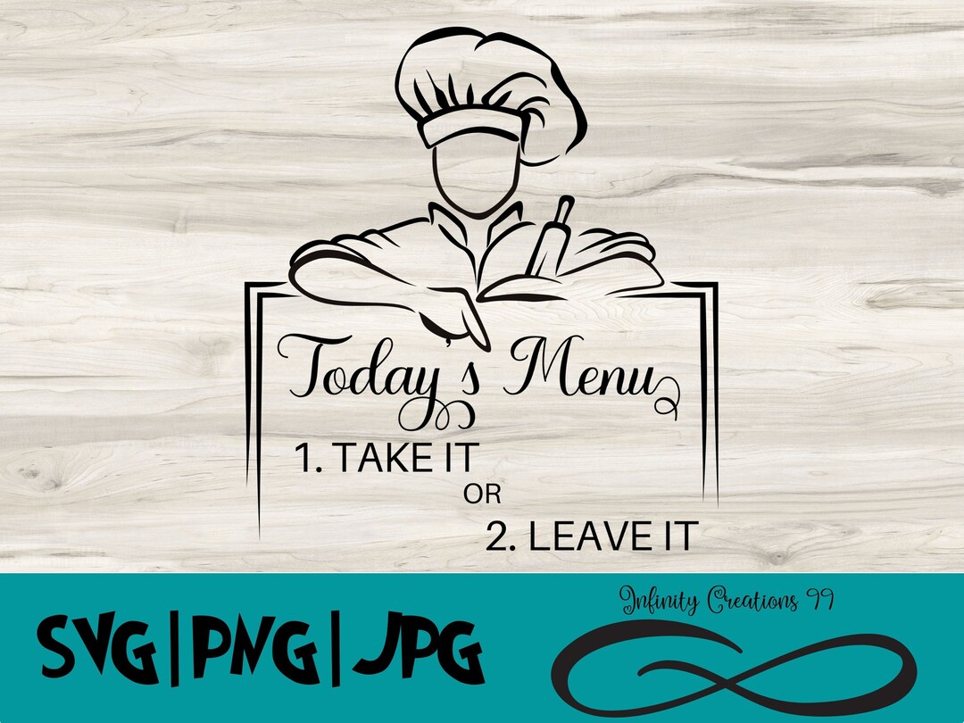 Today's Menu Digital File, SVG, PNG, JPG, Chef Svg, Chef Hat Svg ...
