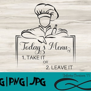 Today's Menu Digital File, SVG, PNG, JPG, Chef Svg, Chef Hat Svg ...