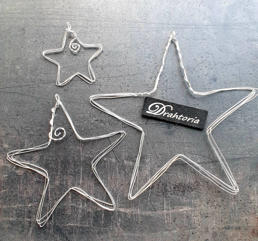 Set of 3 Decorative Stars Made of Aluminum Wire, Minimalist and Simple ...