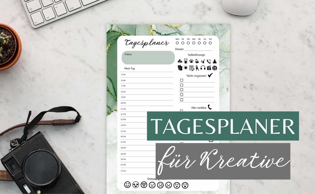 Daily Plan Template Watercolor Dark Green Daily Planner - Etsy
