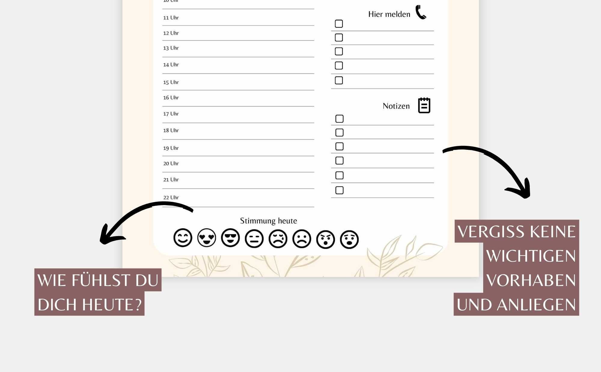 Tagesplan Vorlage Beige Daily Planer Deutsch Tagesplaner - Etsy
