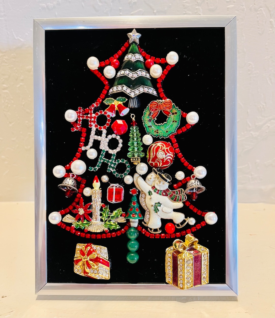 Jewelry Christmas Tree Collage, Decorated With Vintage Christmas and ...