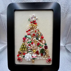 8”x6”x.50” New Black Frame, Jeweled Christmas Tree Collage, Decorated ...