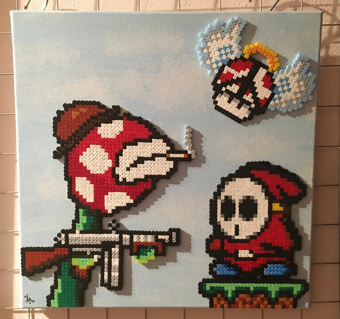 Pixelart Gun against Guy Ironing Beads Perlerbeads, Nintendo Super ...