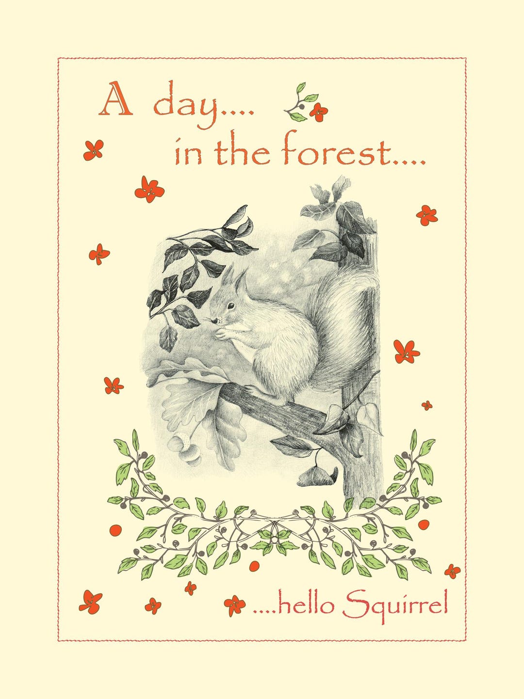 Nostalgic Art Print Forest Animals. Vintage Story Book Style ...