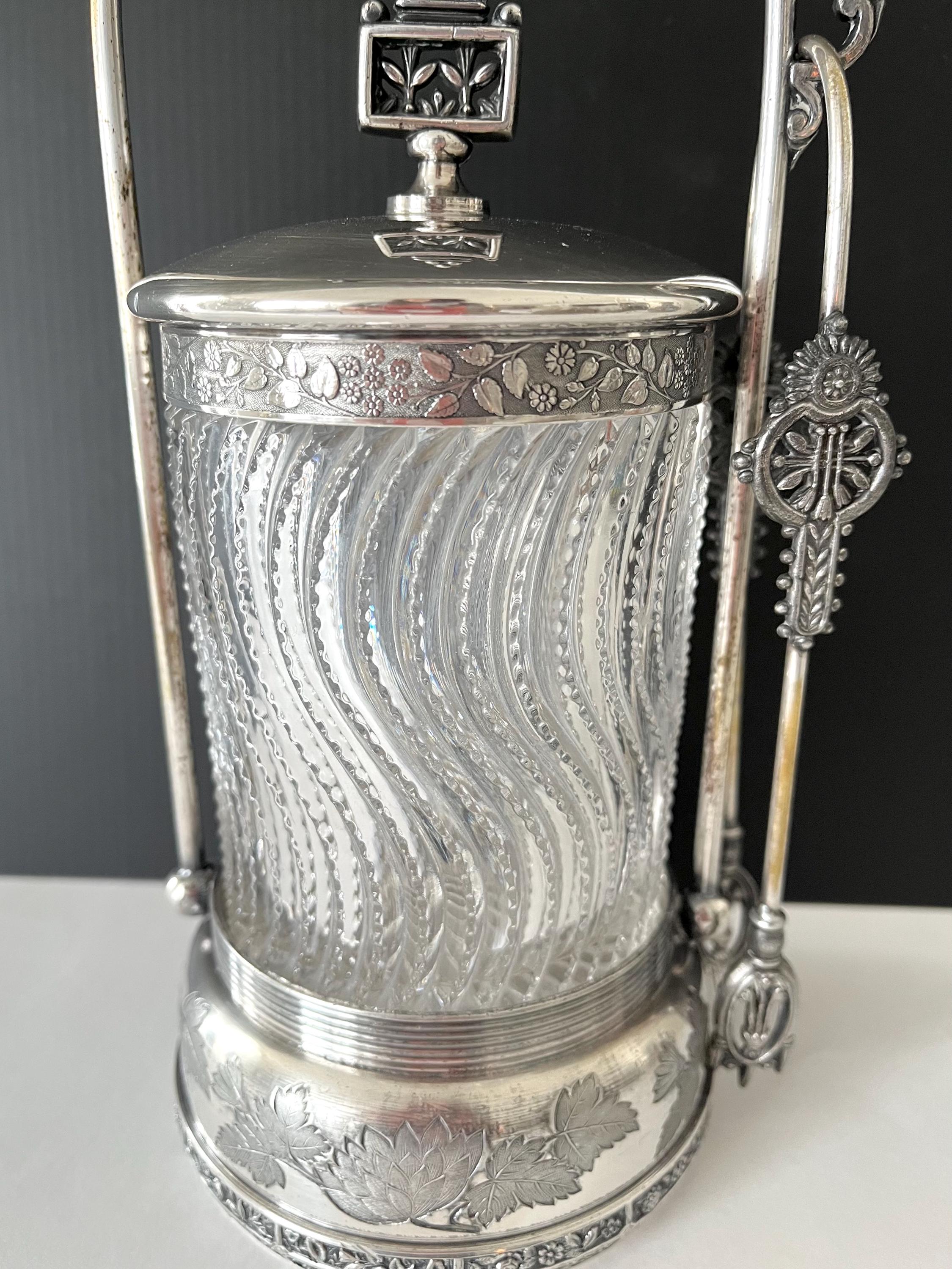 Victorian Antique Pickle Castor Jar Set With Stand Tongs Meriden Silver ...