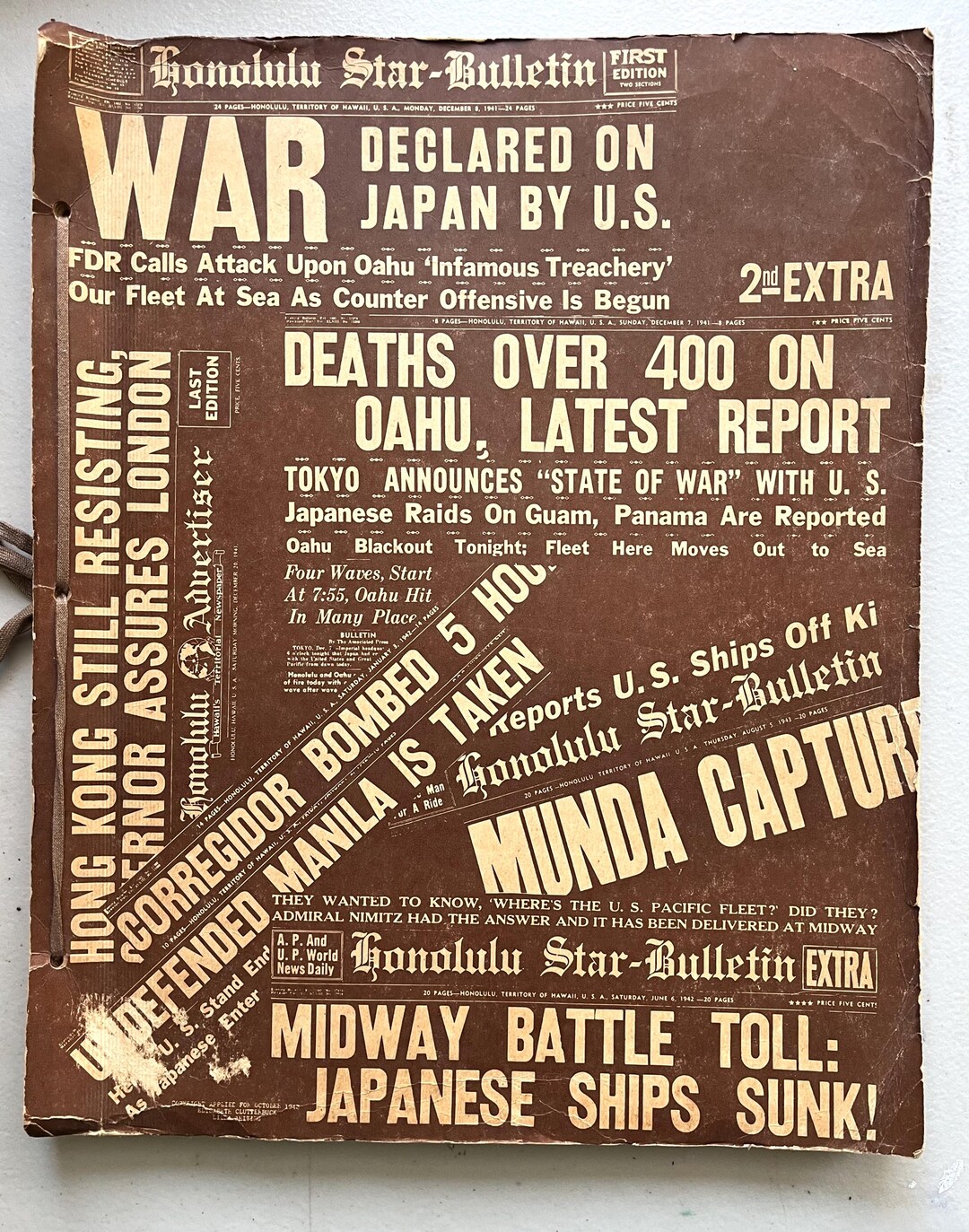 WW2 WWII Scrapbook Album Pearl Harbor Japan President Roosevelt 1944 ...