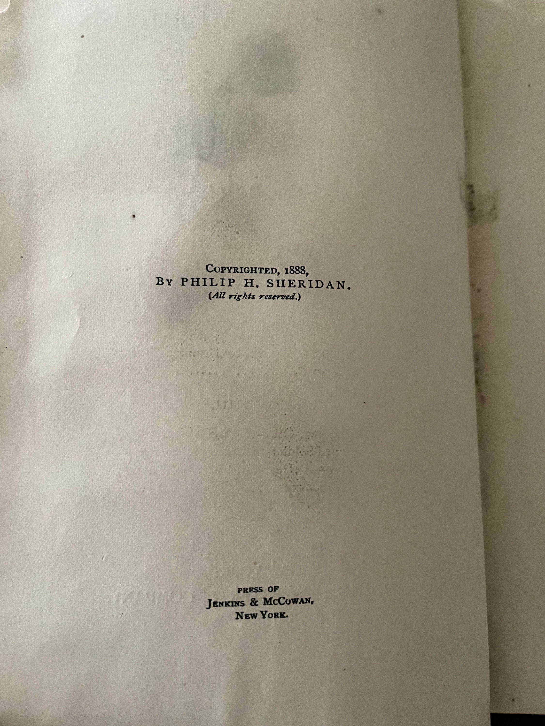 1888 CIVIL WAR General Sheridan Personal Memoirs Union & Native ...