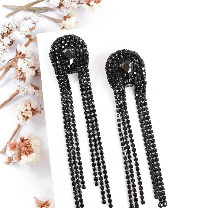 Crystal Chain Earrings - Etsy