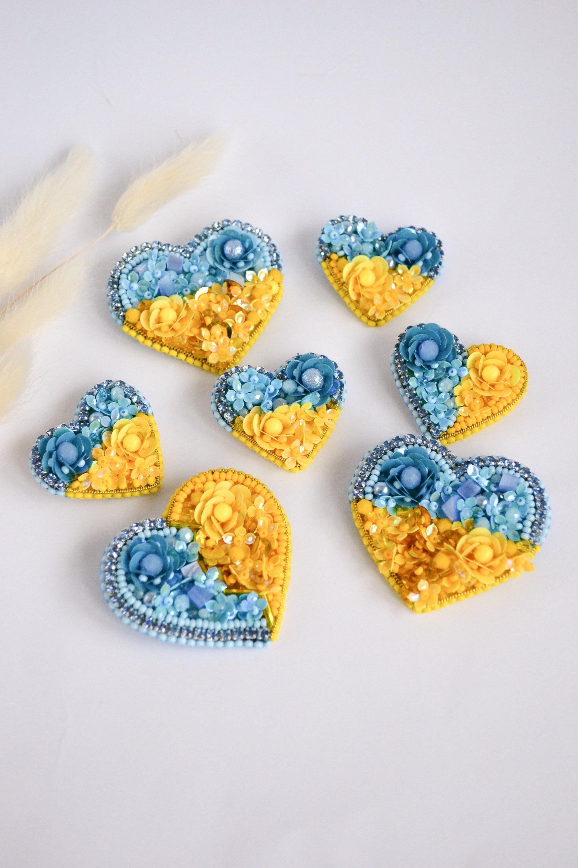 Ukrainian Flag Heart, Ukraine Brooch, Paired Brooches, Embroidered ...
