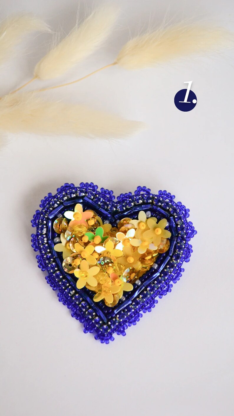 Ukrainian Embroidery Flag Heart, Ukraine Pin Brooch, Ukrainian National ...