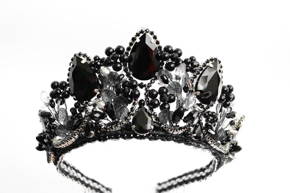 Black Custom Pearls Crown Crystal Crown for Girl Princess | Etsy