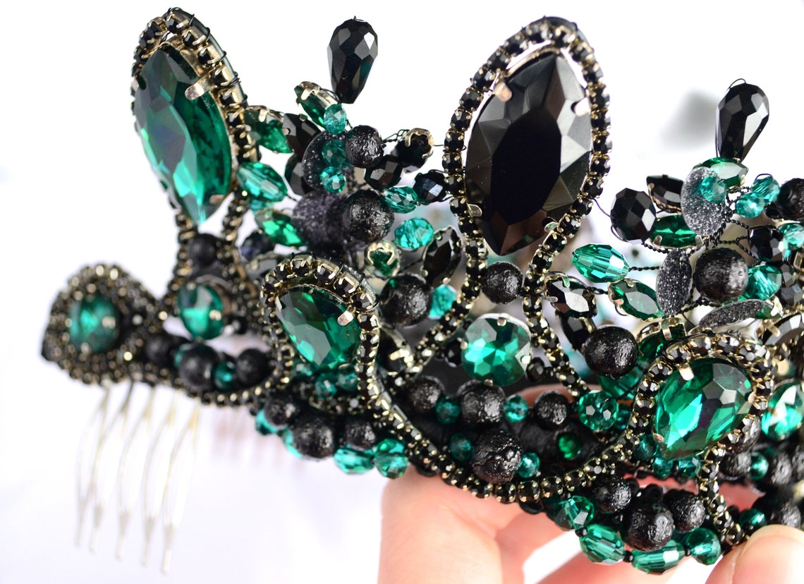 Emerald Crystal Crown for Womenblack Tiarasolemnly - Etsy