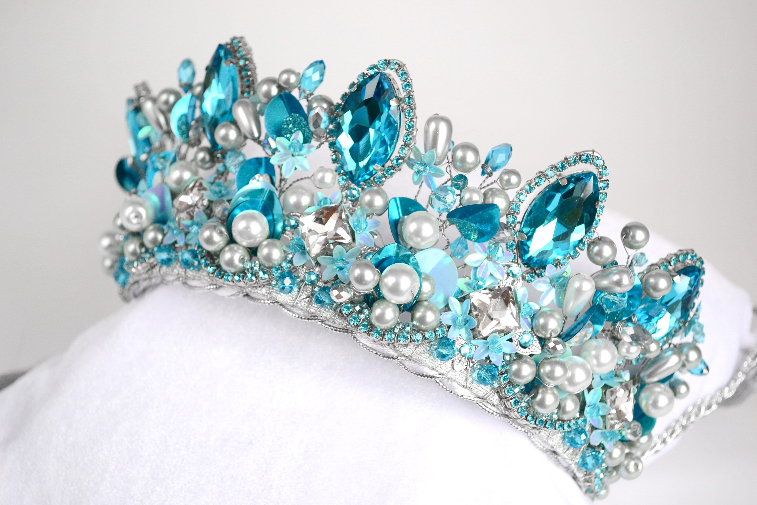 Wedding Blue Crown, Prom Party Tiara, Turquoise Bridal Diadem, Unique ...